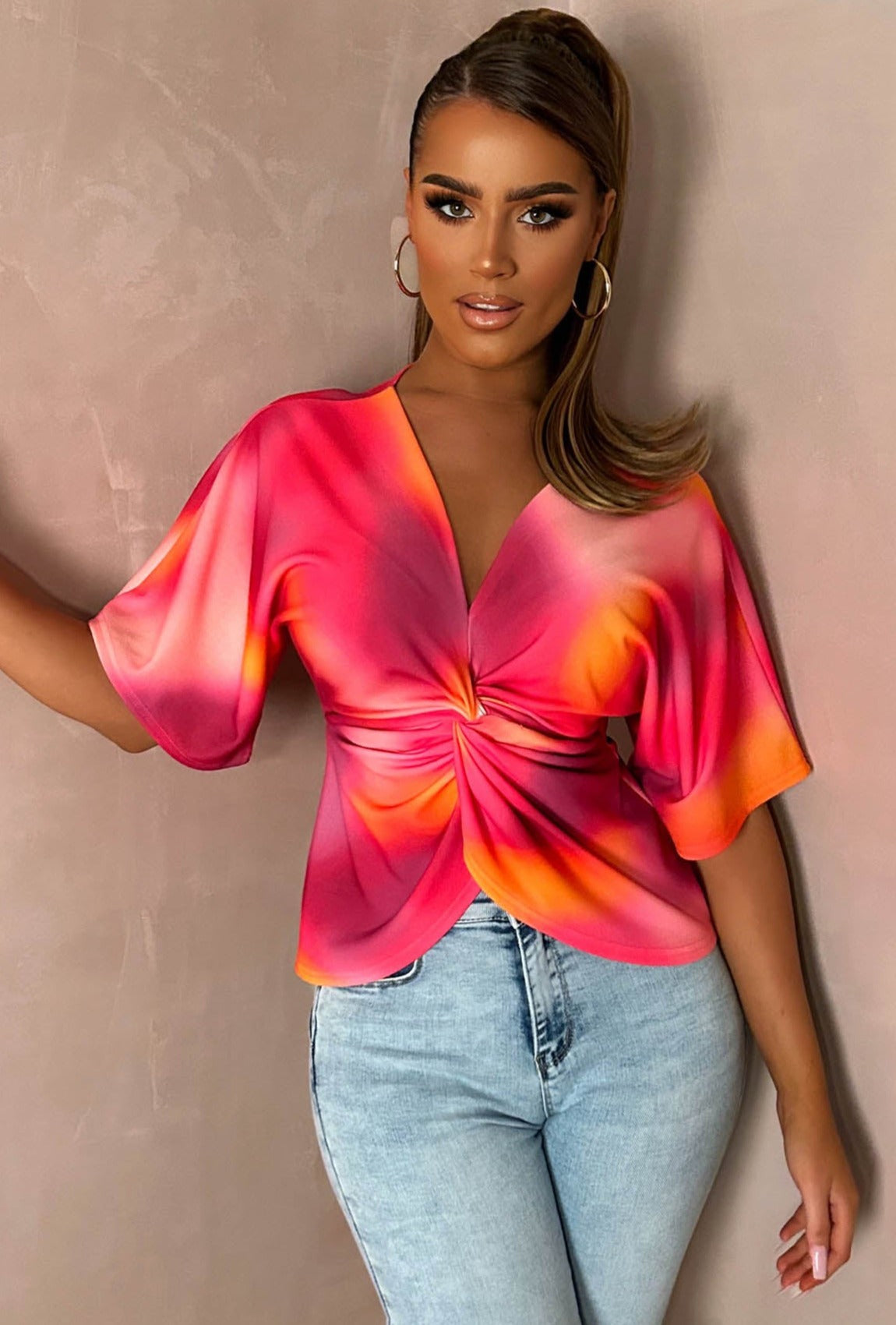 Hidden Flame Multi Knot Detail Crepe Top | Pink Boutique