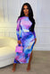 Marble Dreaming Blue Marble Midi Dress | Pink Boutique