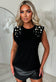 Glam Edge Black Shoulder Pad Pearl T-shirt | Pink Boutique