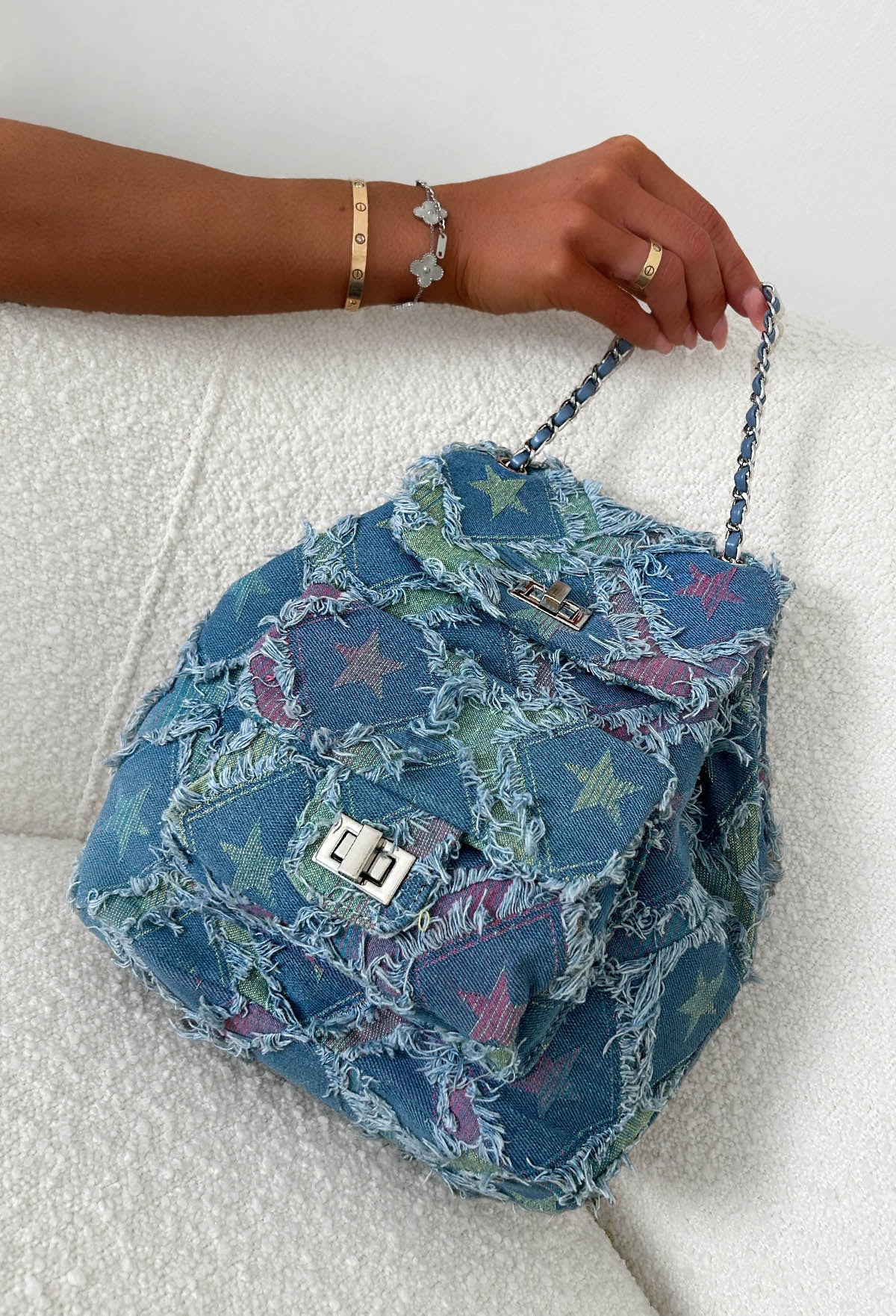 Glam Goals Multi Denim Backpack | Pink Boutique