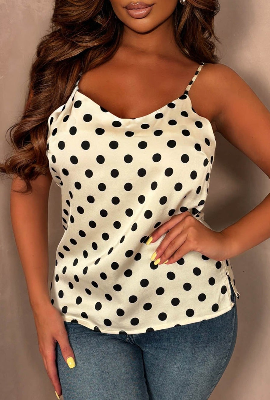 Good Manners Monochrome Polka Dot Cami Top | Pink Boutique