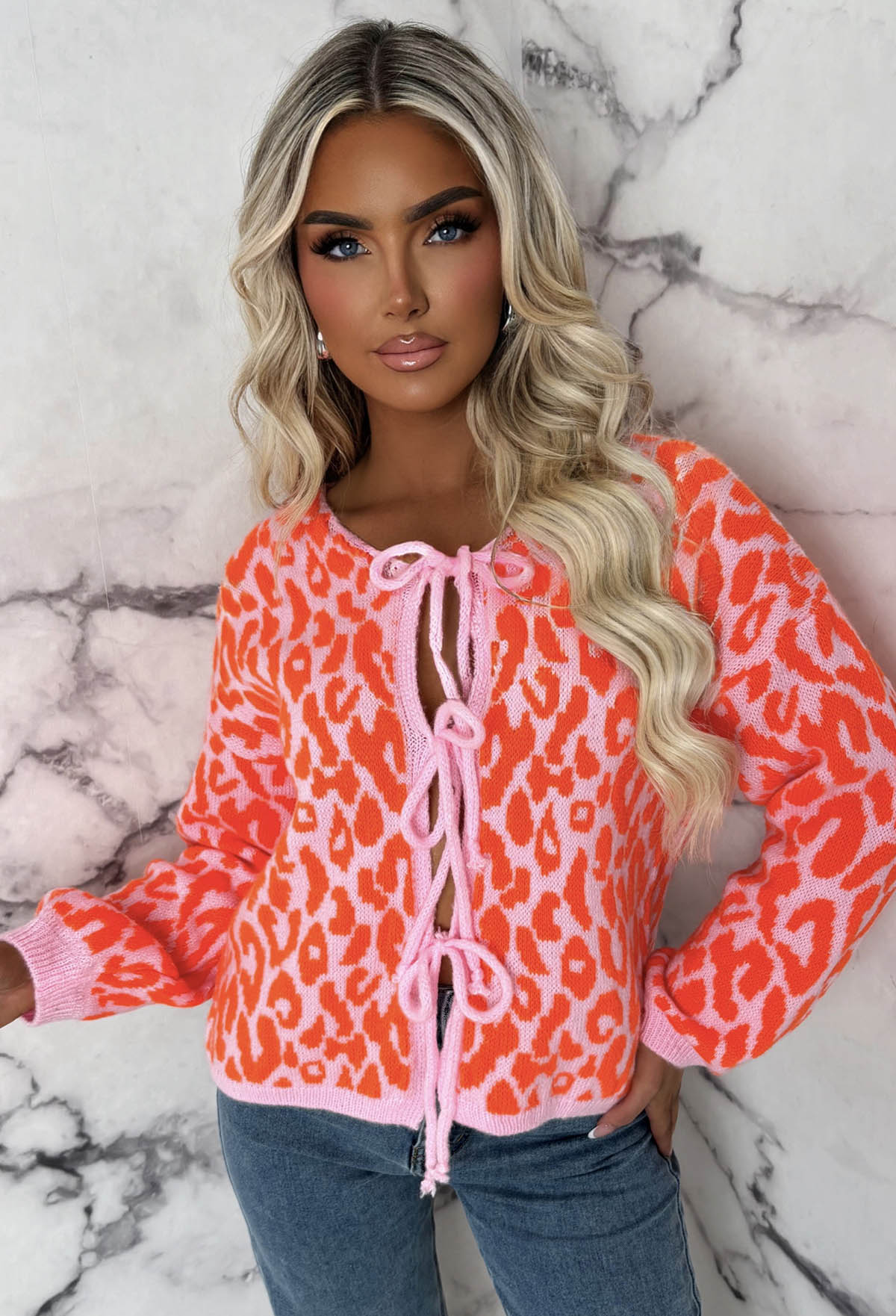 Jade Pink Leopard Tie Knot Multiway Jumper | Pink Boutique