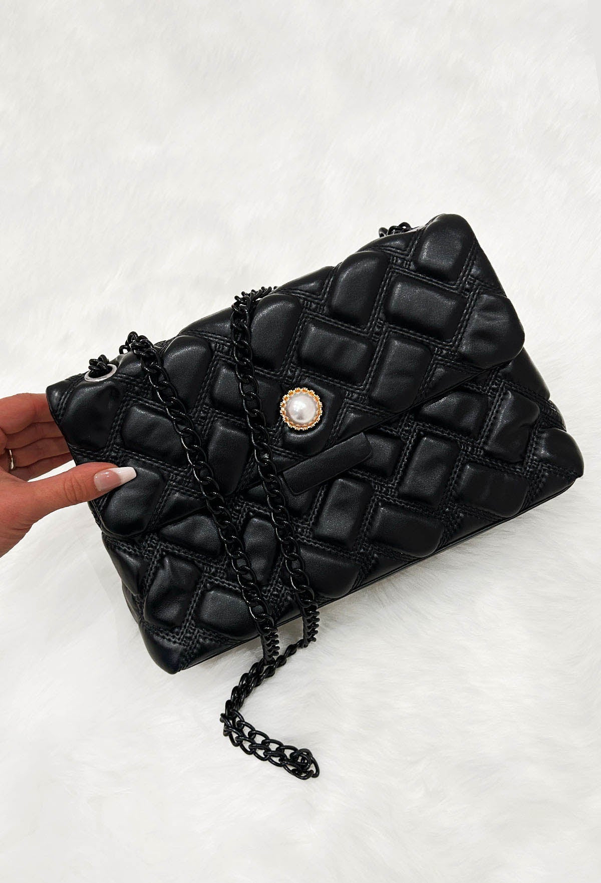Quilted Baddie Black Quilted Detail Bag | Pink Boutique