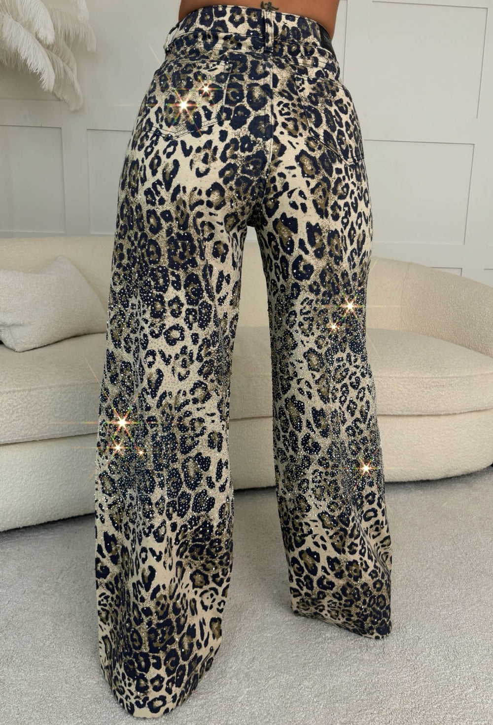 Ultimate Revolution Leopard Straight Leg Diamante Jeans | Pink Boutique ...