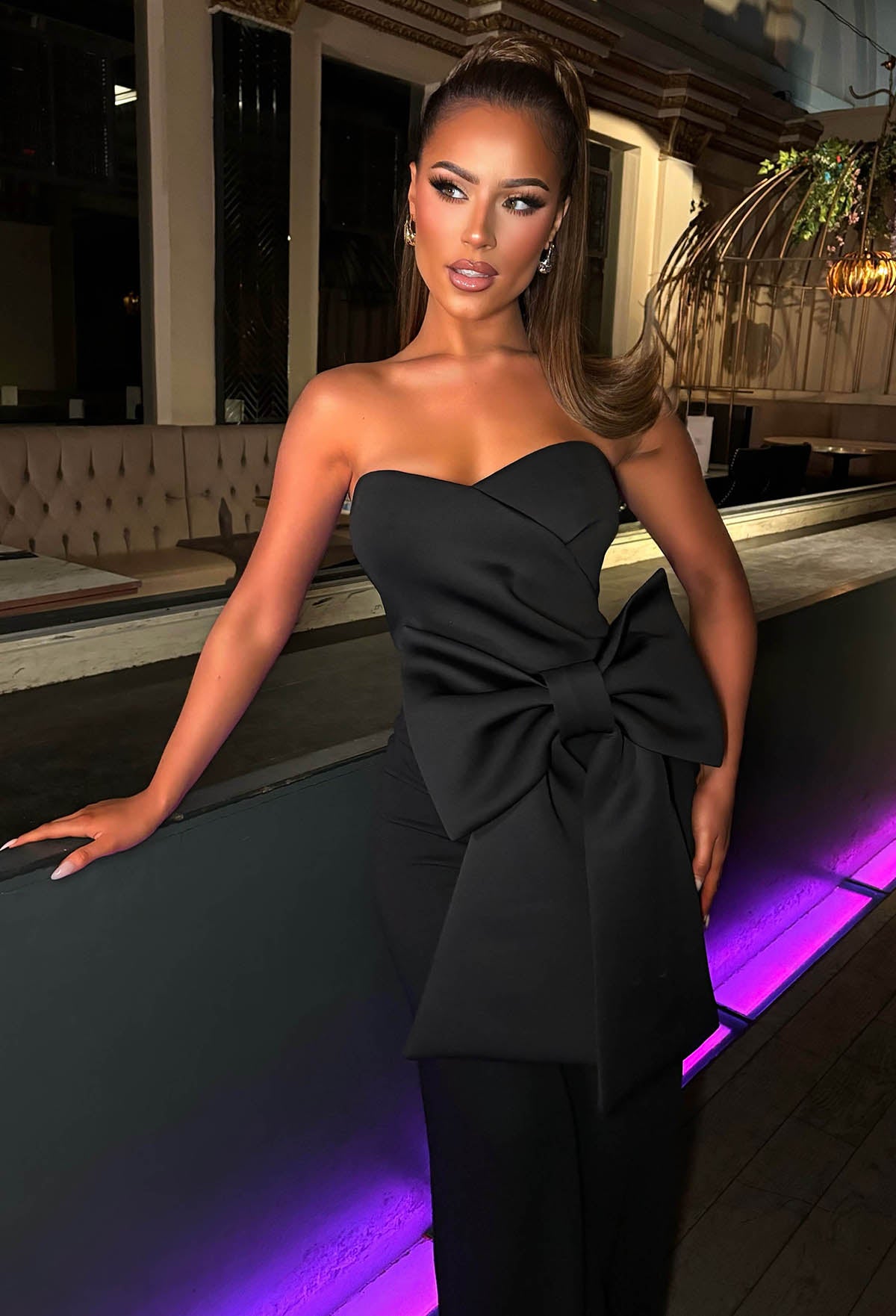Unwrap Me Black Bow Side Off Shoulder Bodysuit | Pink Boutique