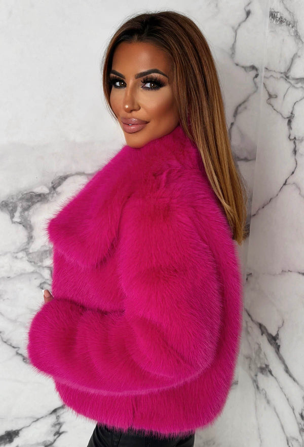 Yours Forever Hot Pink Faux Fur Jacket | Pink Boutique – Pink Boutique UK